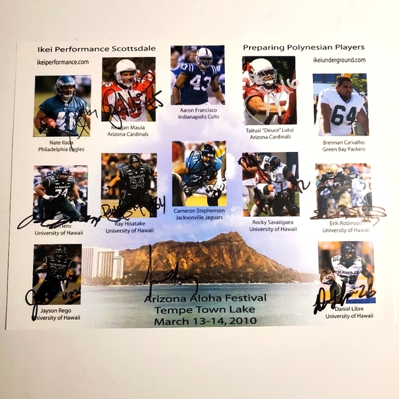 Art | Ikei Performance Polynesian Football Players Autographed Aloha ...